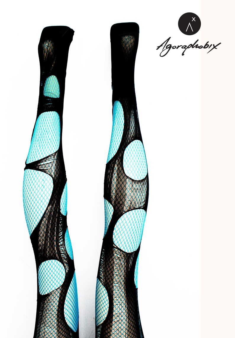 Turquoise ripped tights fishnet tights distressed leggings | Etsy