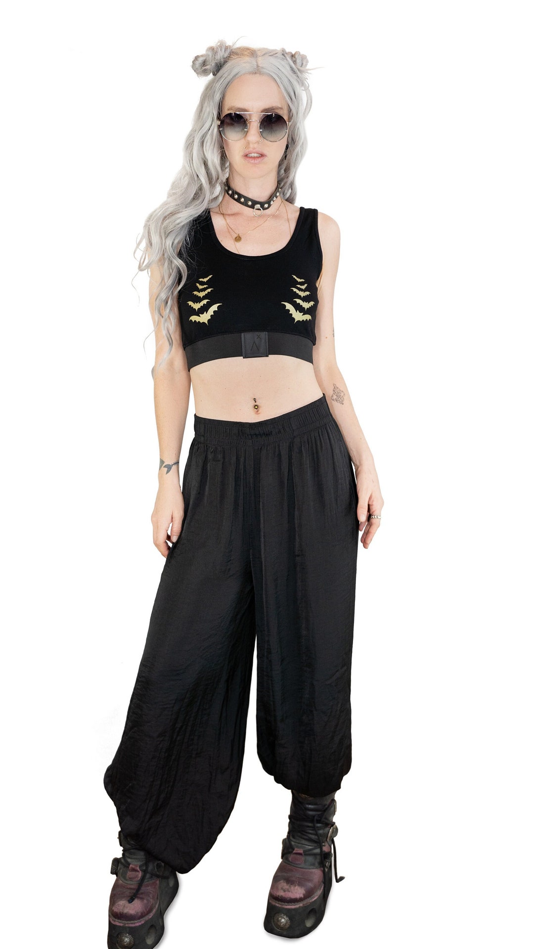 Bat Print Sport Bra Top Crop Bra Gothic Crop Top Gothic Bra Creepy Cute ...