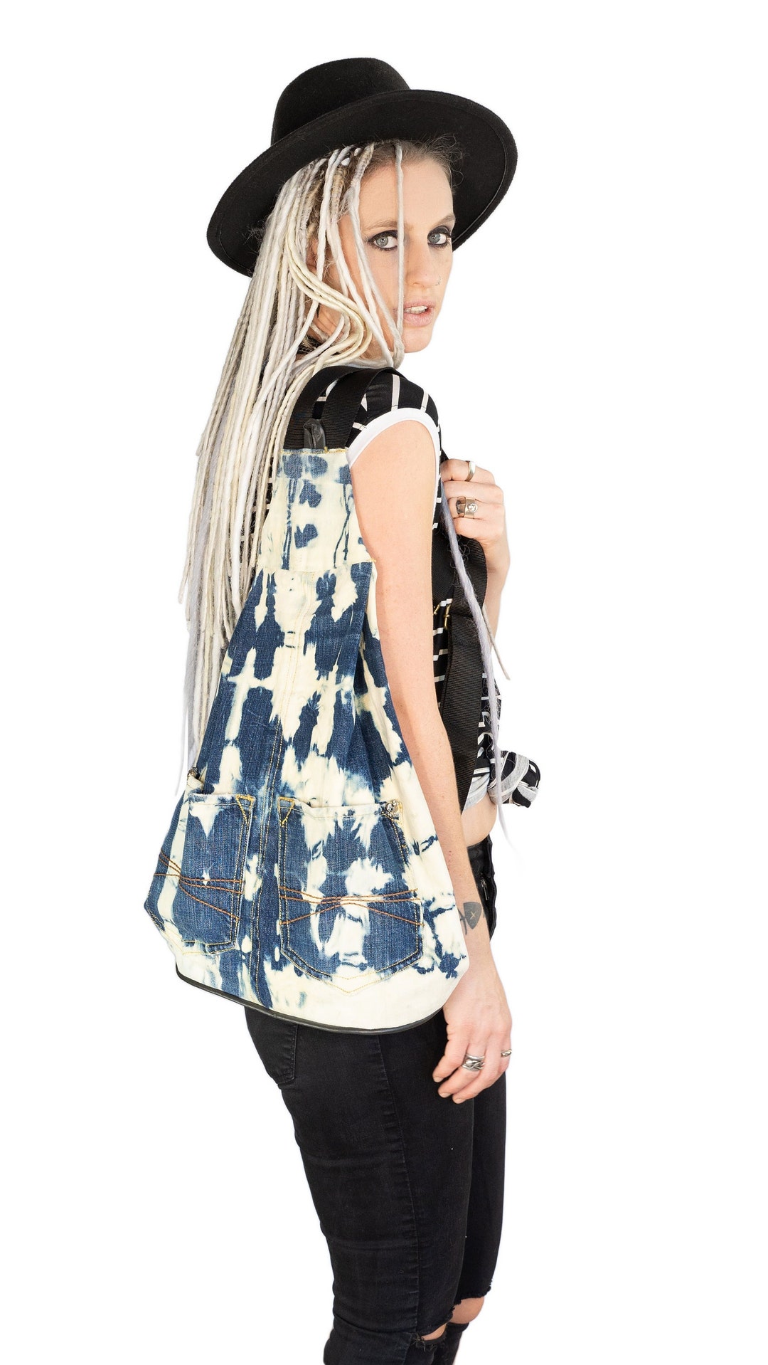 Bleached Jeans Backpack | Distressed Denim Jeans Bag | Denim Backpack ...