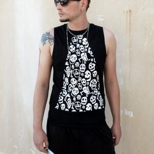 Skull Horror Print Goth Tank Top Womens Muscle Tank | Skull Print Biker ...