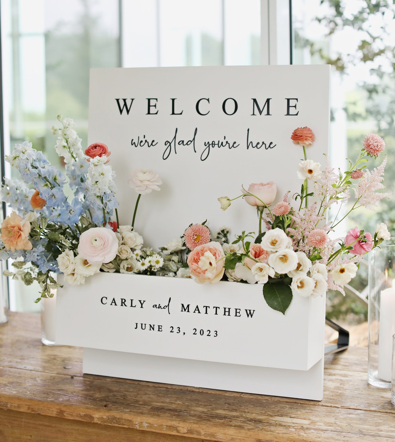 Premium Handcrafted Sign With Waterproof Flower Box for Wedding or ...