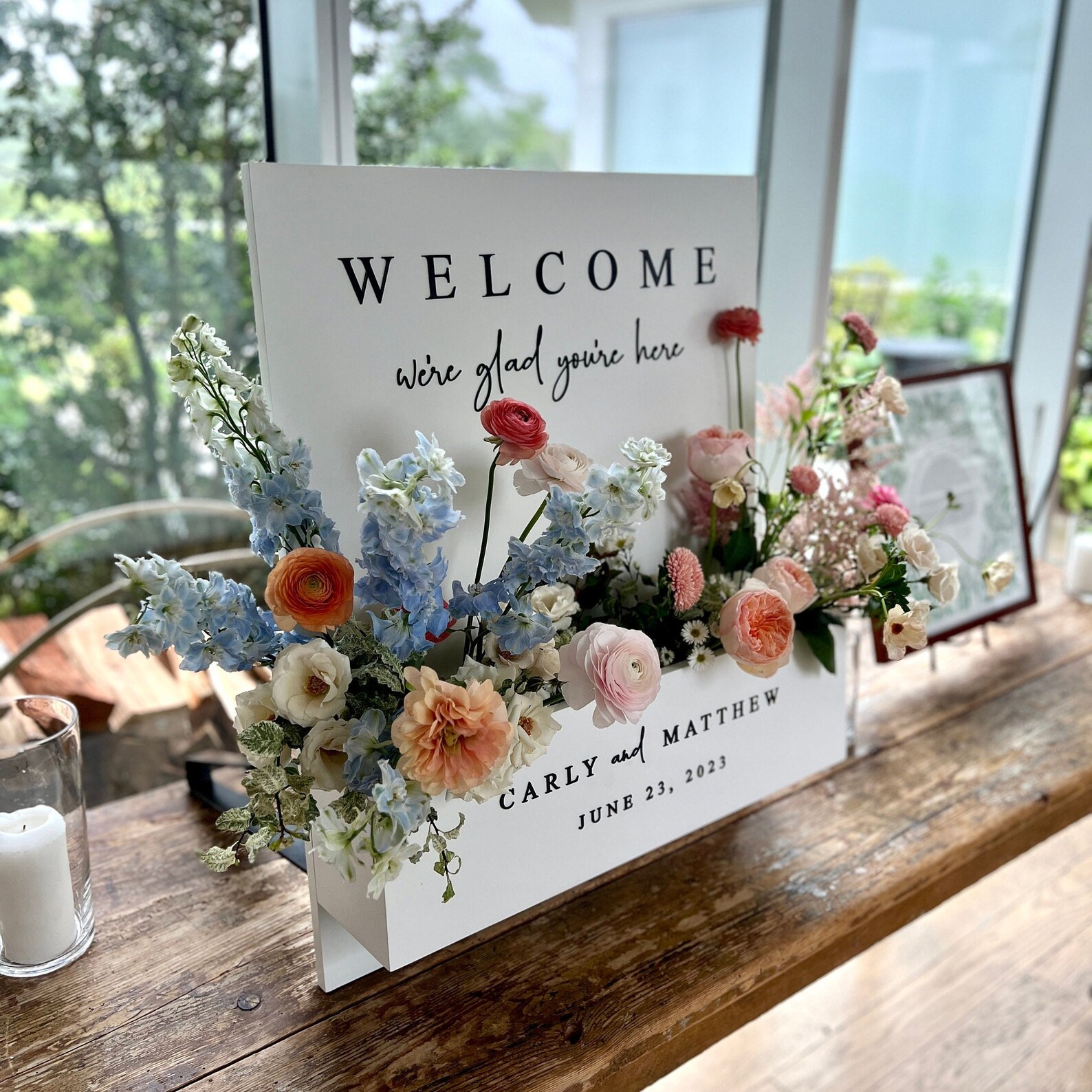 Premium Handcrafted Sign With Waterproof Flower Box for Wedding or ...