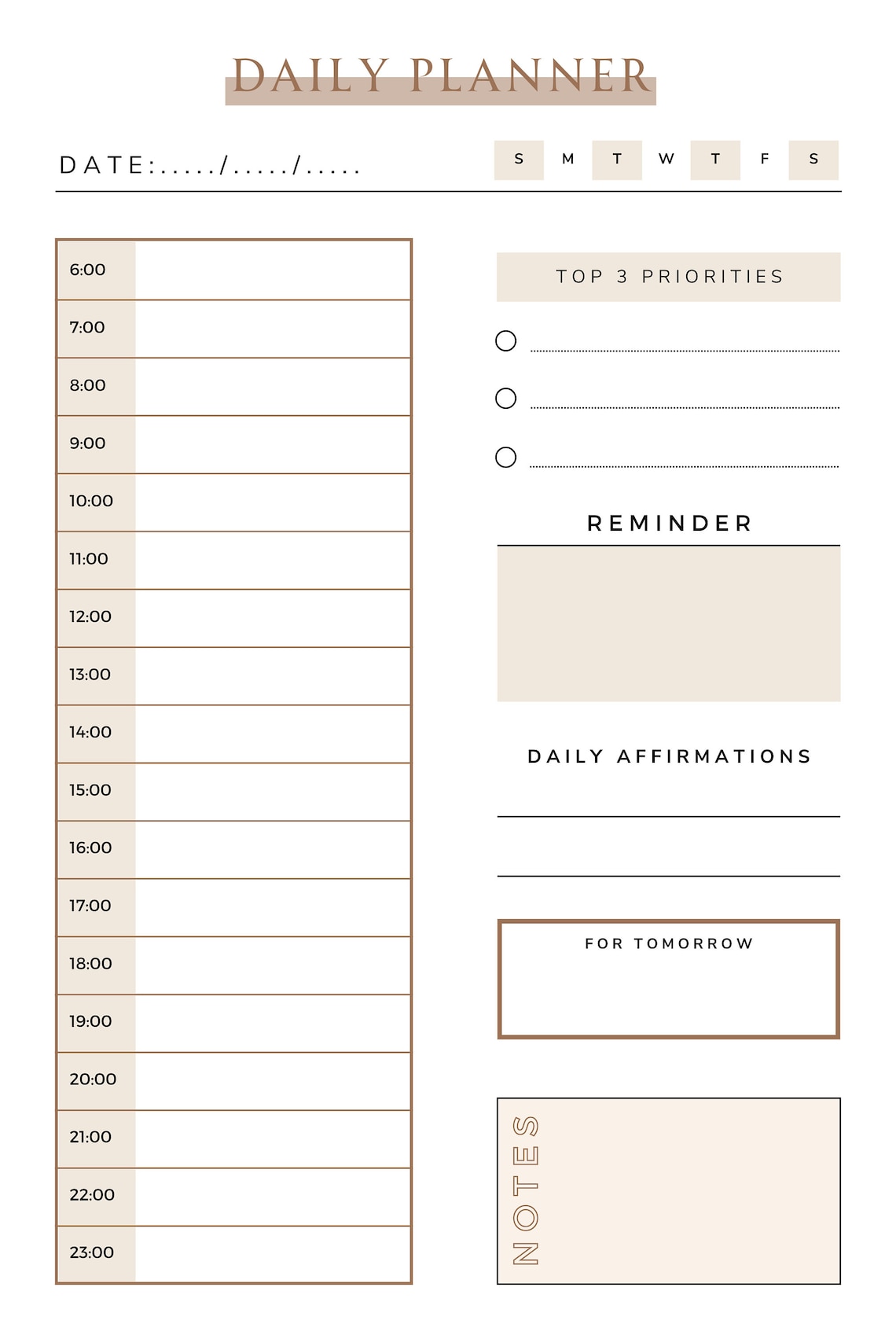 Daily Planner Schedule Digital Download Printable Page - Etsy