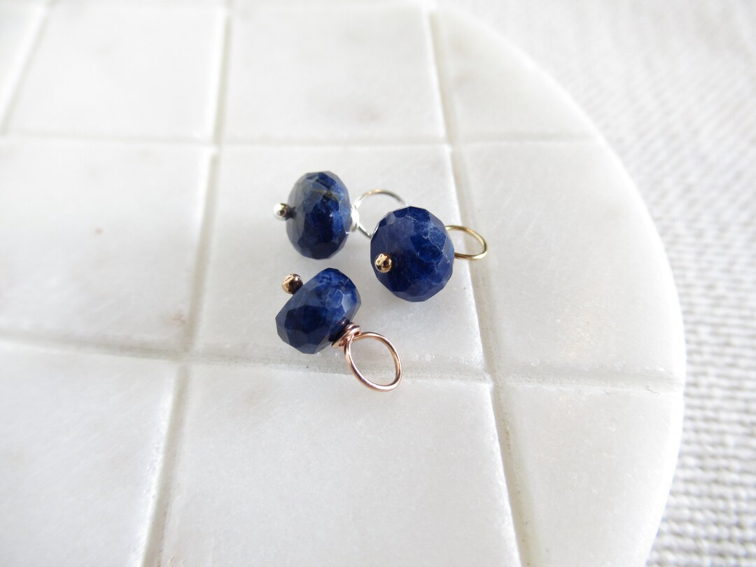 Genuine Sapphire Charm Opaque Deep Blue Color September Birthstone Rose ...