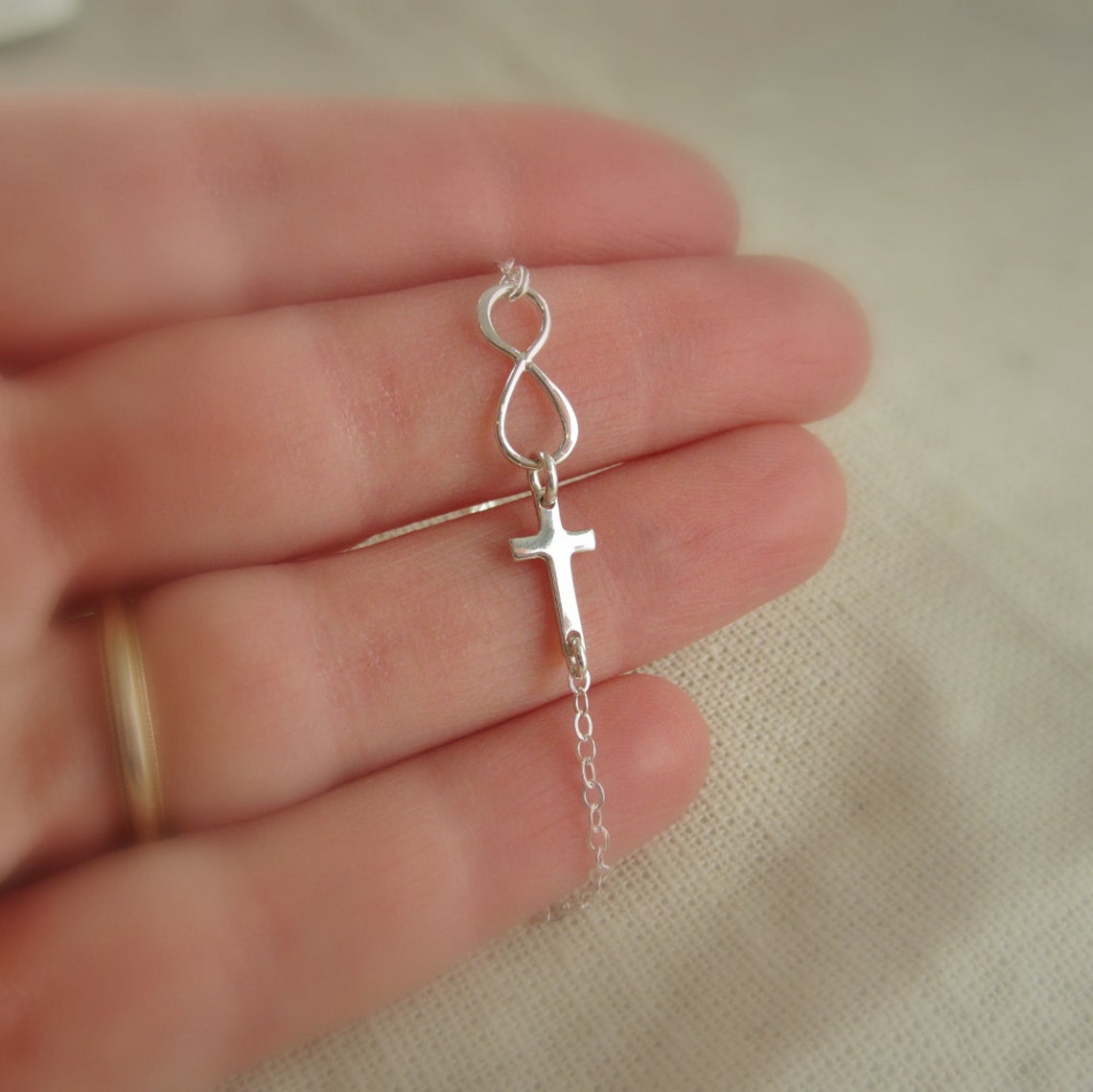 Confirmation Gift Cross Infinity Bracelet Solid Sterling - Etsy