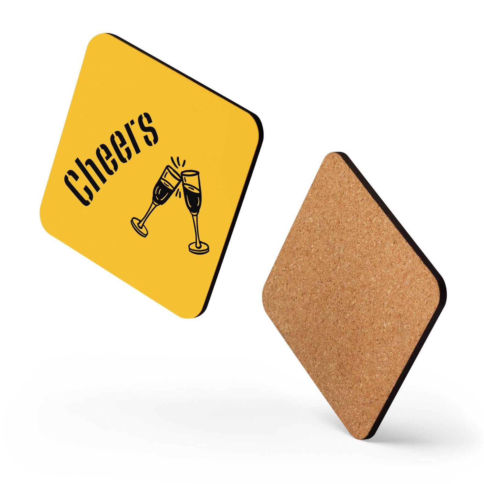 Design Cheers Coaster | Black and Yellow Coaster | Heat Resistant ...
