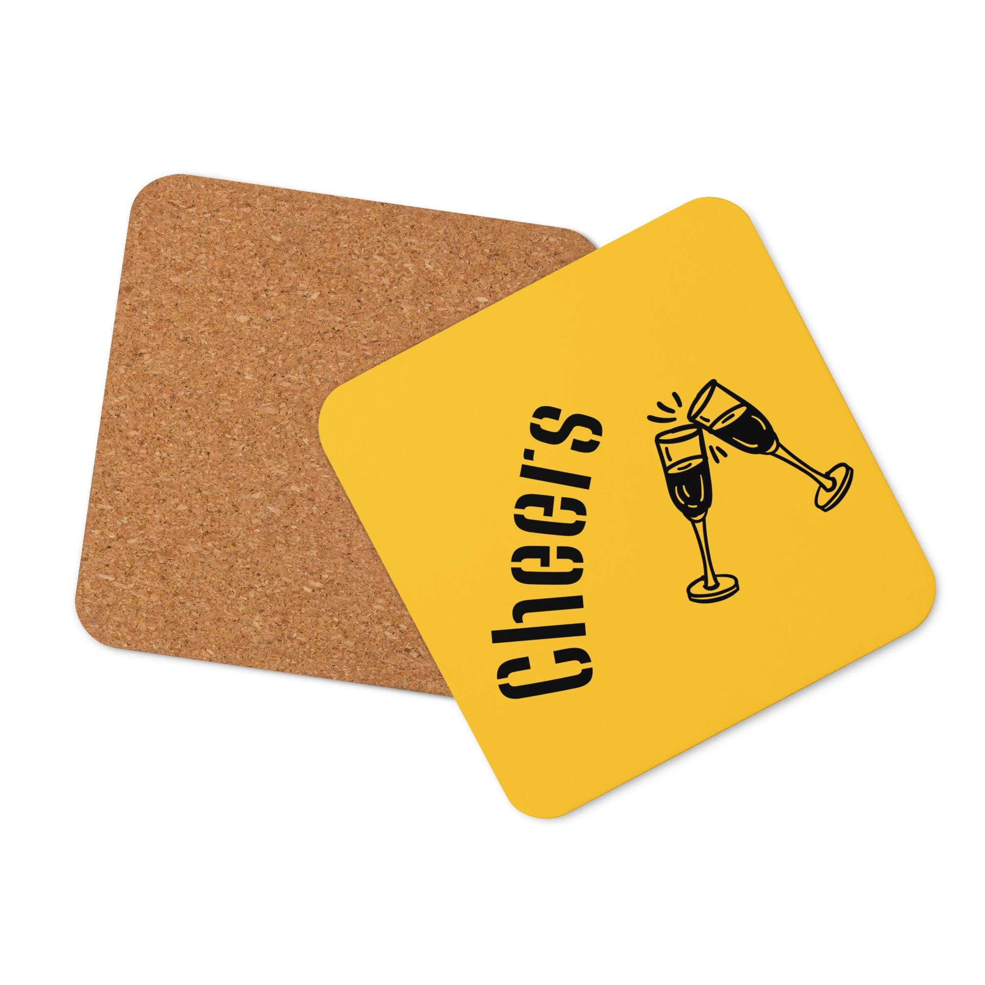 Design Cheers Coaster Black and Yellow Coaster Heat Resistant Coaster ...