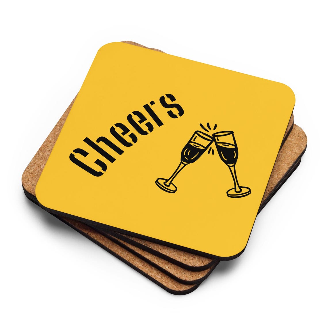 Design Cheers Coaster Black and Yellow Coaster Heat Resistant Coaster ...
