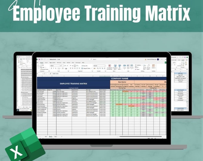Employee Training Matrix, Excel Spreadsheet Training Tracker, Training ...