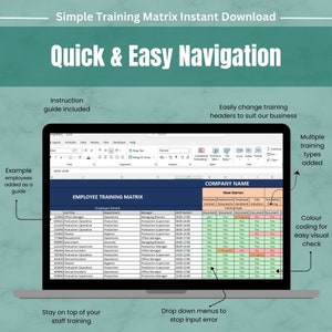 Employee Training Matrix, Excel Spreadsheet Training Tracker, Training ...