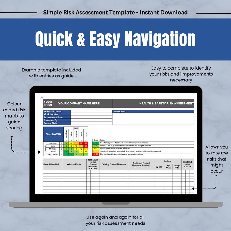 Risk Assessment Template Risk Matrix Risk Management Ladder Risk ...