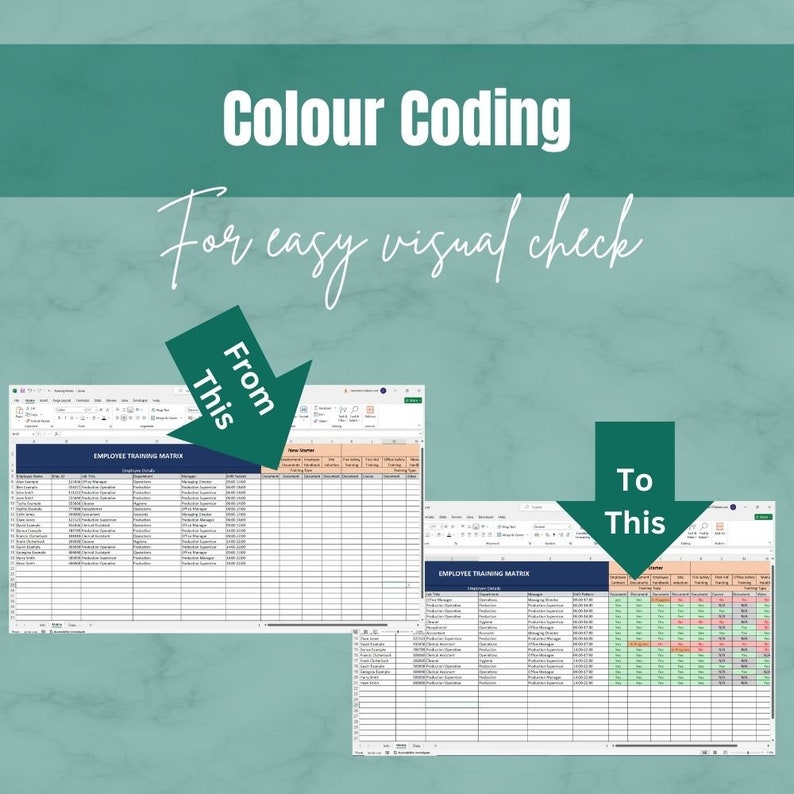 Employee Training Matrix, Excel Spreadsheet Training Tracker, Training ...