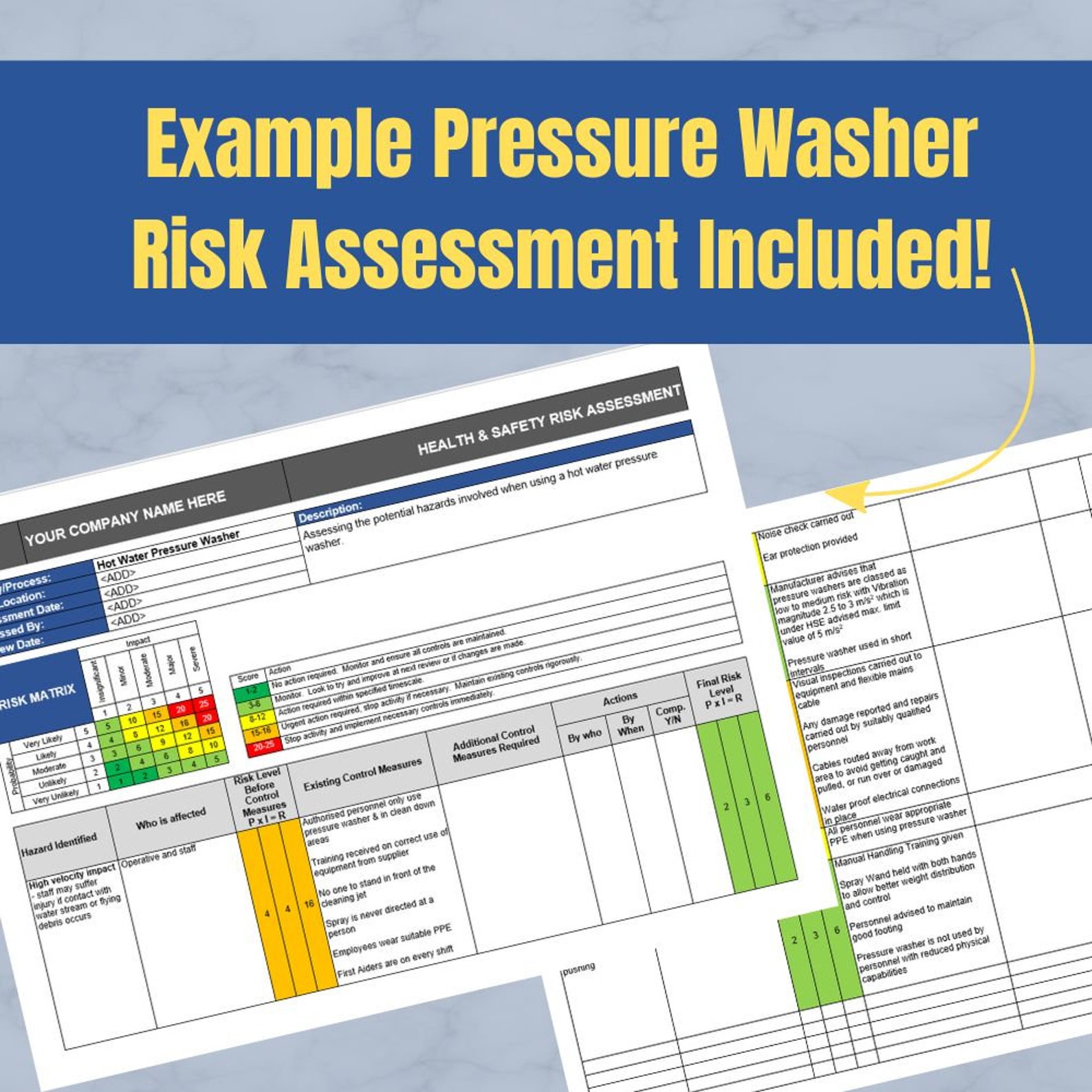 Risk Assessment Template Risk Matrix Risk Management Pressure Washer ...