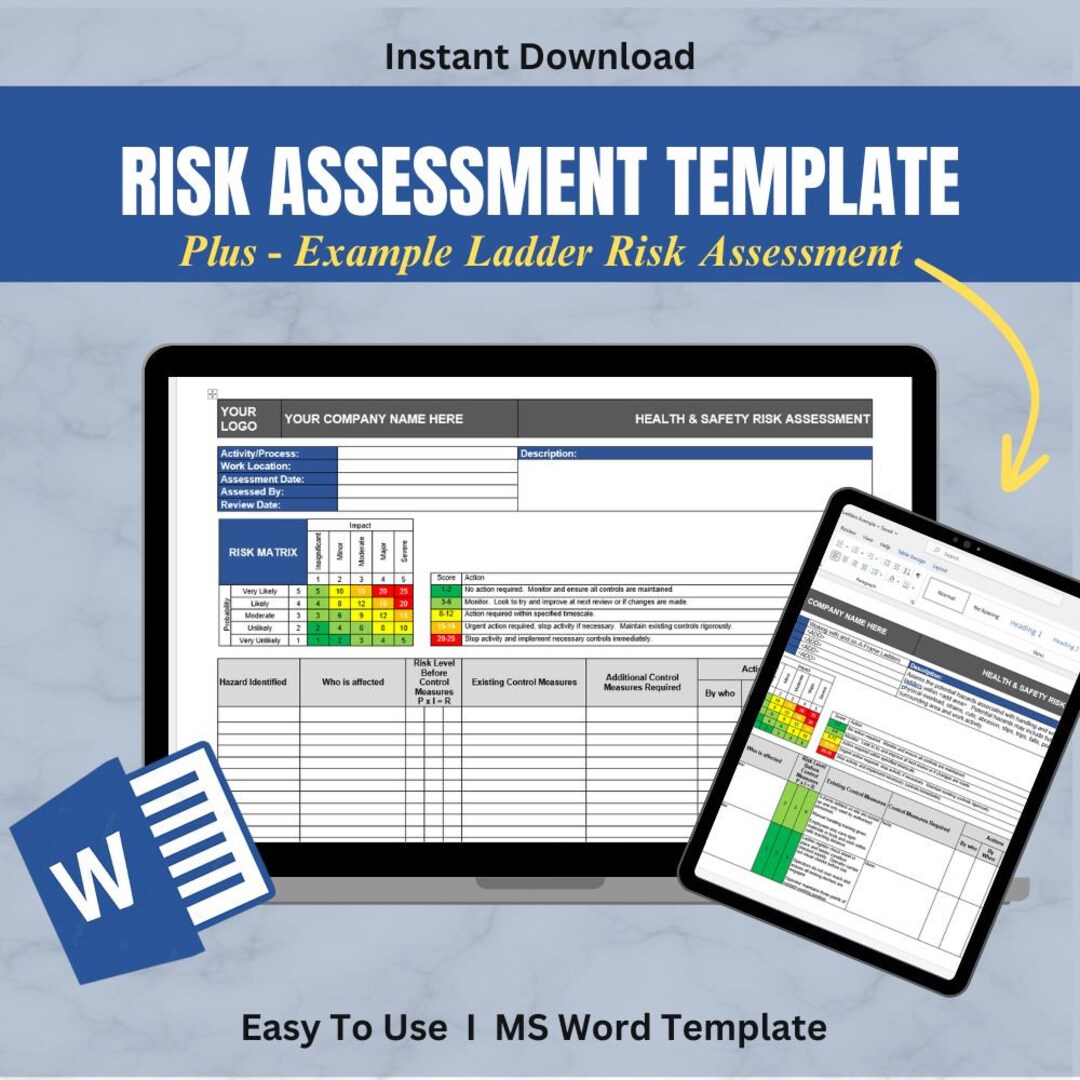 Risk Assessment Template Risk Matrix Risk Management Ladder Risk ...