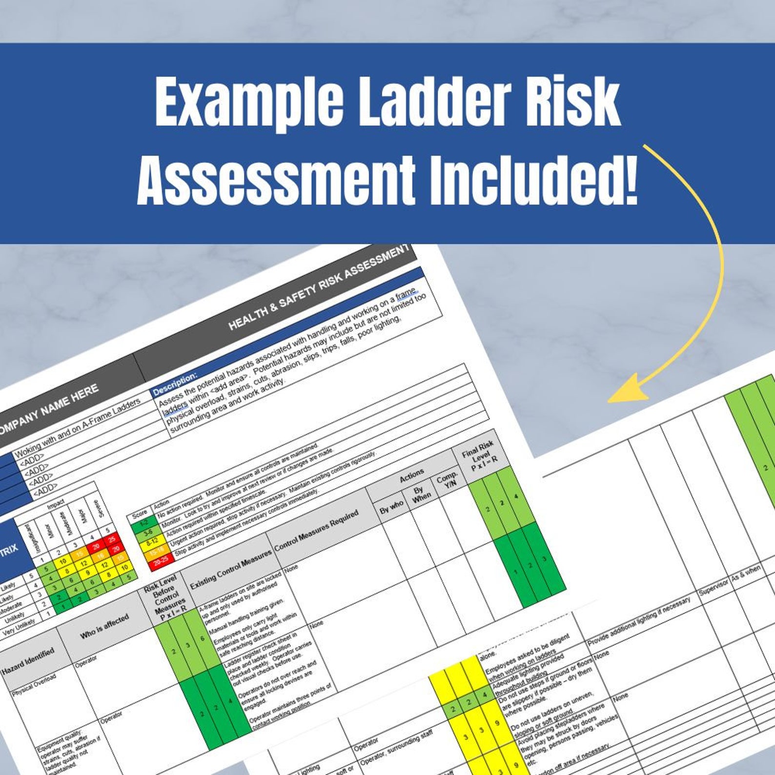 Risk Assessment Template Risk Matrix Risk Management Ladder Risk ...