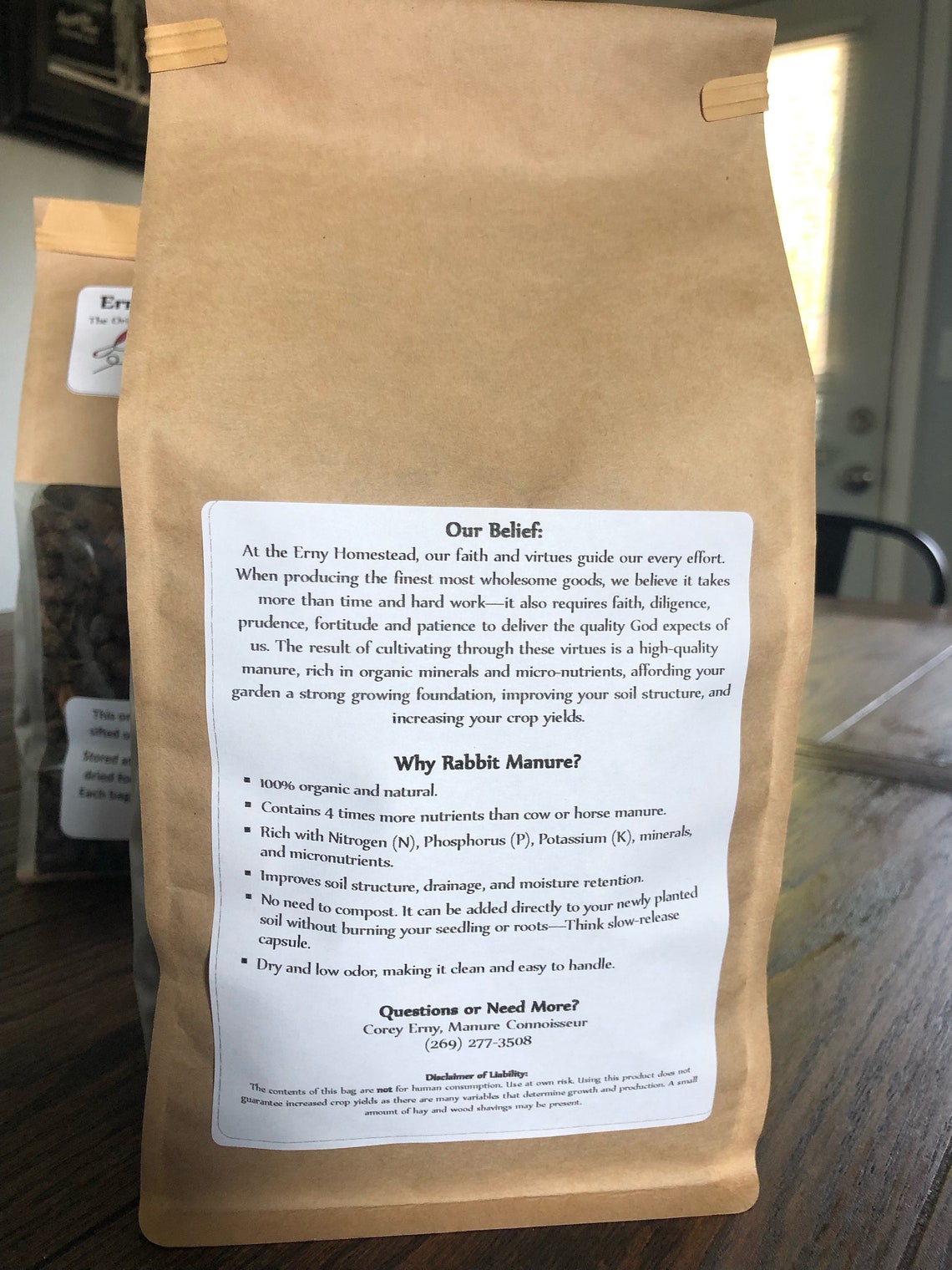 Organic Rabbit Manure Fertilizer: Natural Garden Compost (1.25lb Bag ...