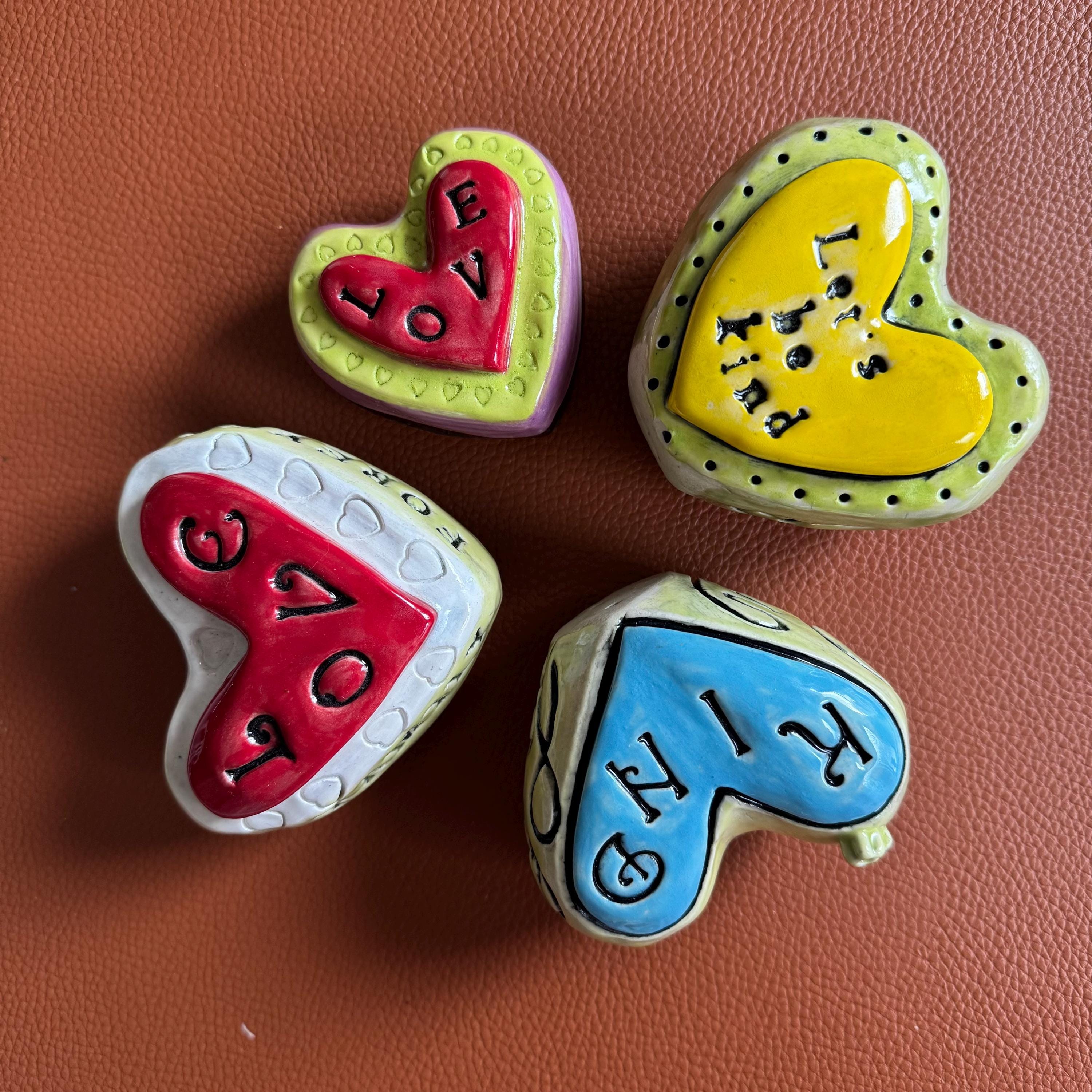 Ceramic Hearts LOVE and KIND Colorful Perfect Valentines Day Gift ...