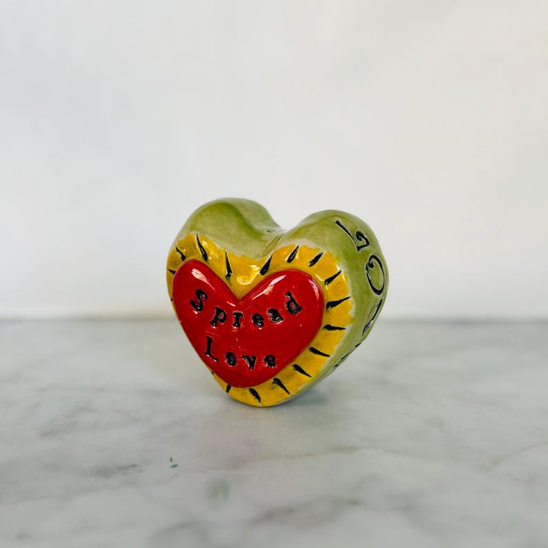 Ceramic Hearts LOVE and KIND Colorful Perfect Valentines Day Gift ...
