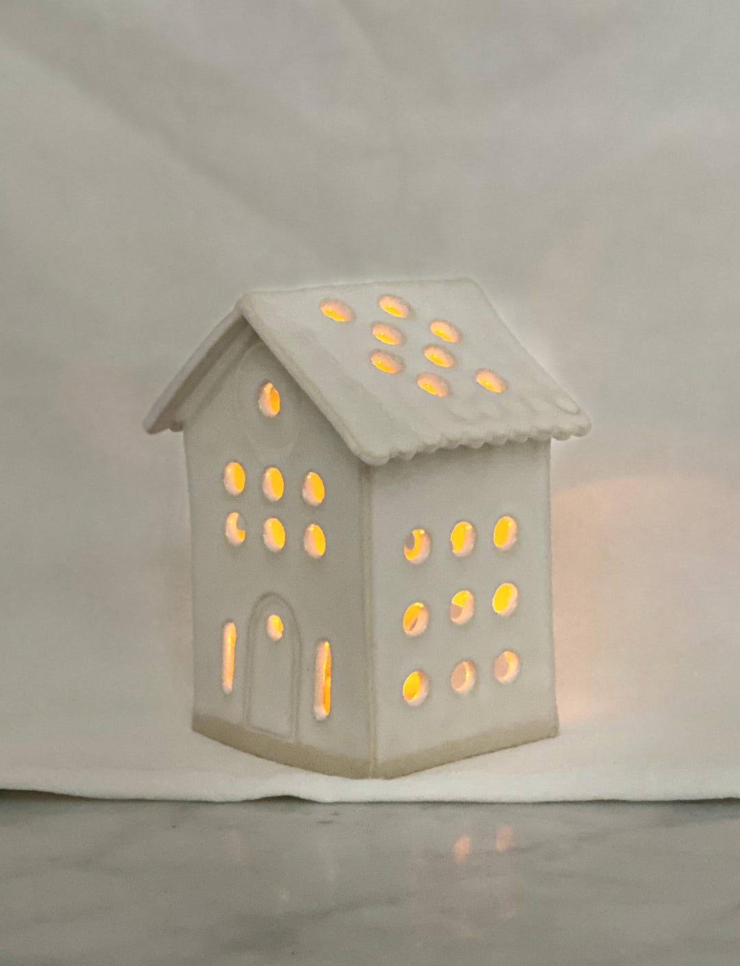 White Ceramic Tealight House for Holidays and Everyday - Etsy