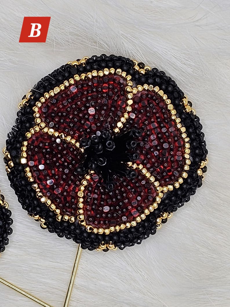 Beaded Poppy Pin - Etsy