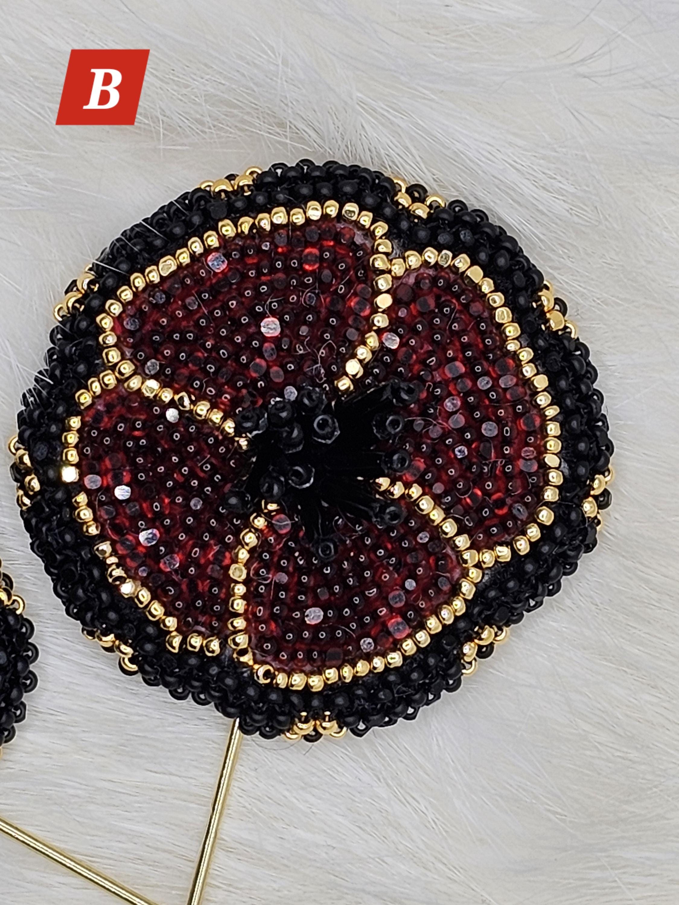 Beaded Poppy Pin - Etsy
