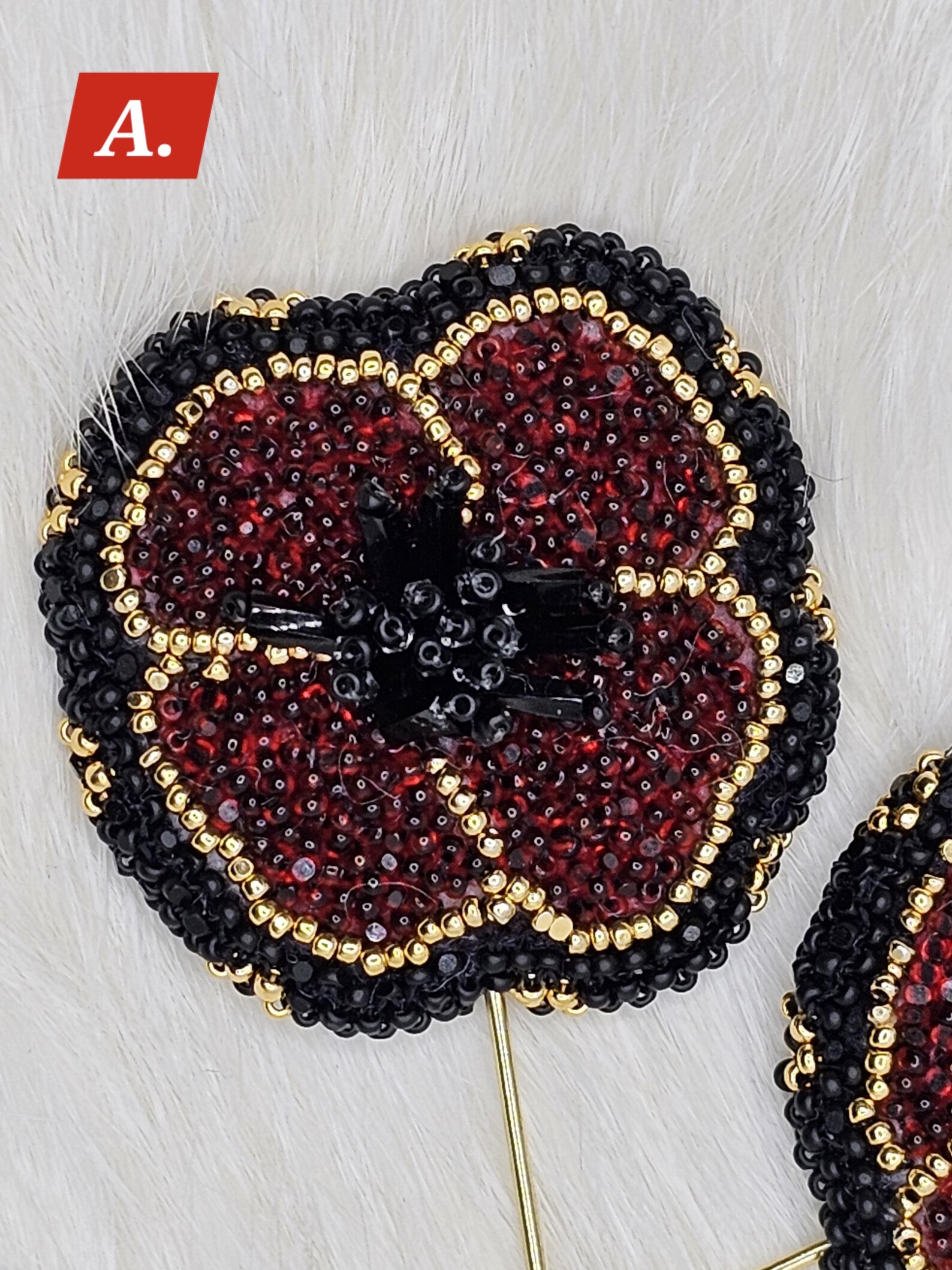 Beaded Poppy Pin - Etsy