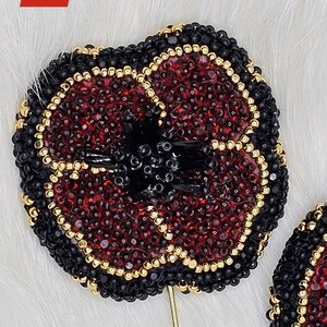Beaded Poppy Pin - Etsy