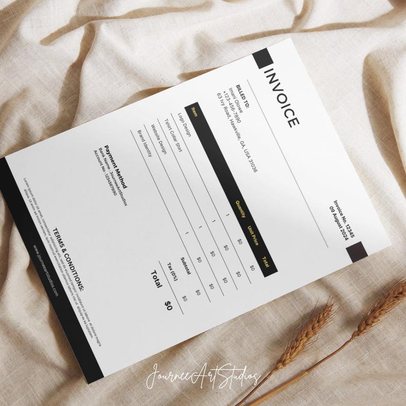 Editable Invoice Template: Printable A4 Design (canva) - Etsy