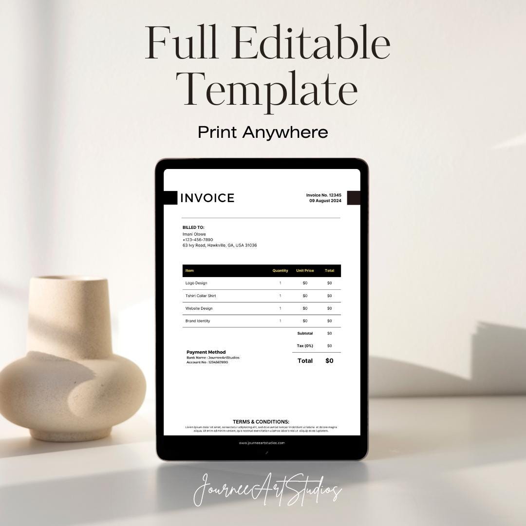 Invoice Template | Canva Editable Invoice | A4 Size Invoice | Invoice ...