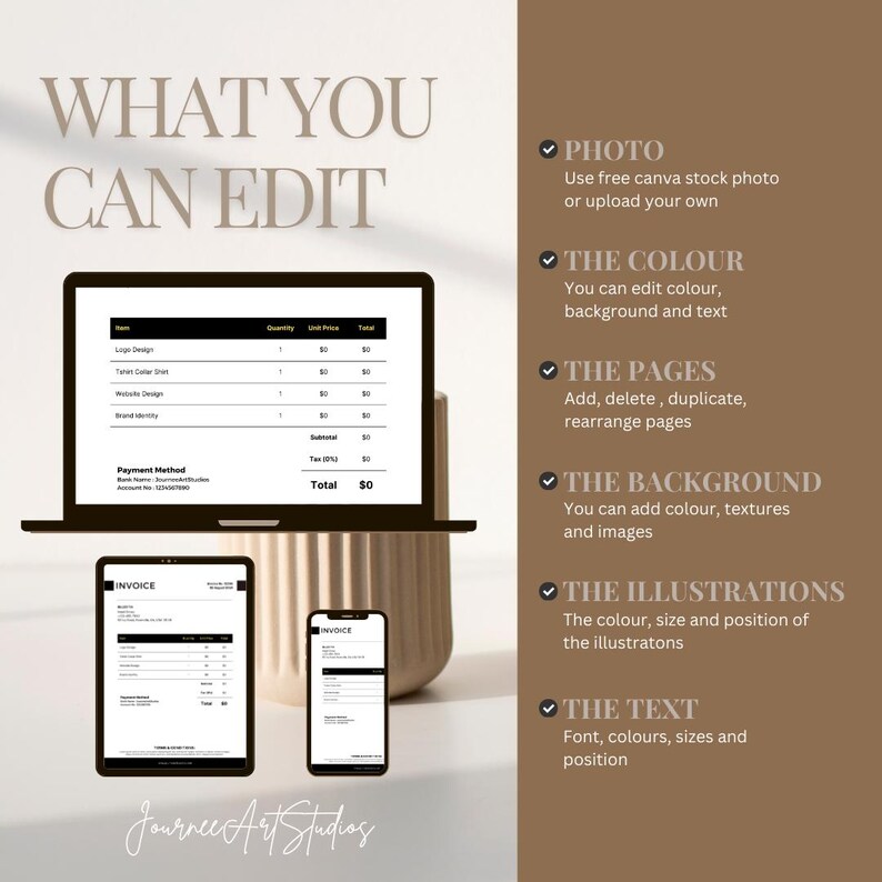 Editable Invoice Template: Printable A4 Design (canva) - Etsy