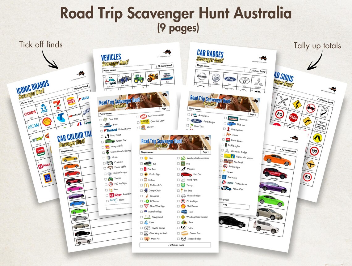 Australian Road Trip Games BUNDLE, Printable Road Trip Bingo, Digital ...