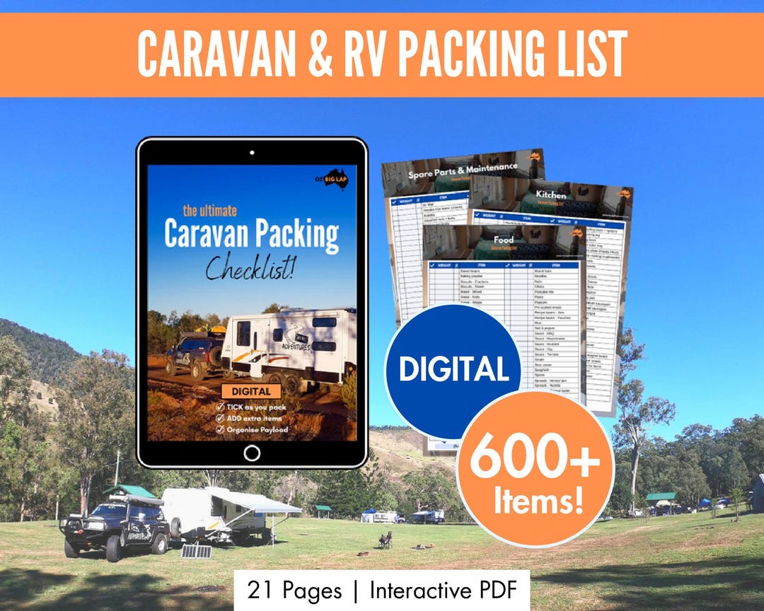 Caravan Packing Checklist, Digital RV Packing List, Fillable Camper ...