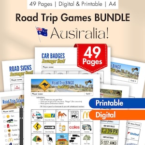 Australian Road Trip Games BUNDLE, Printable Road Trip Bingo, Digital ...