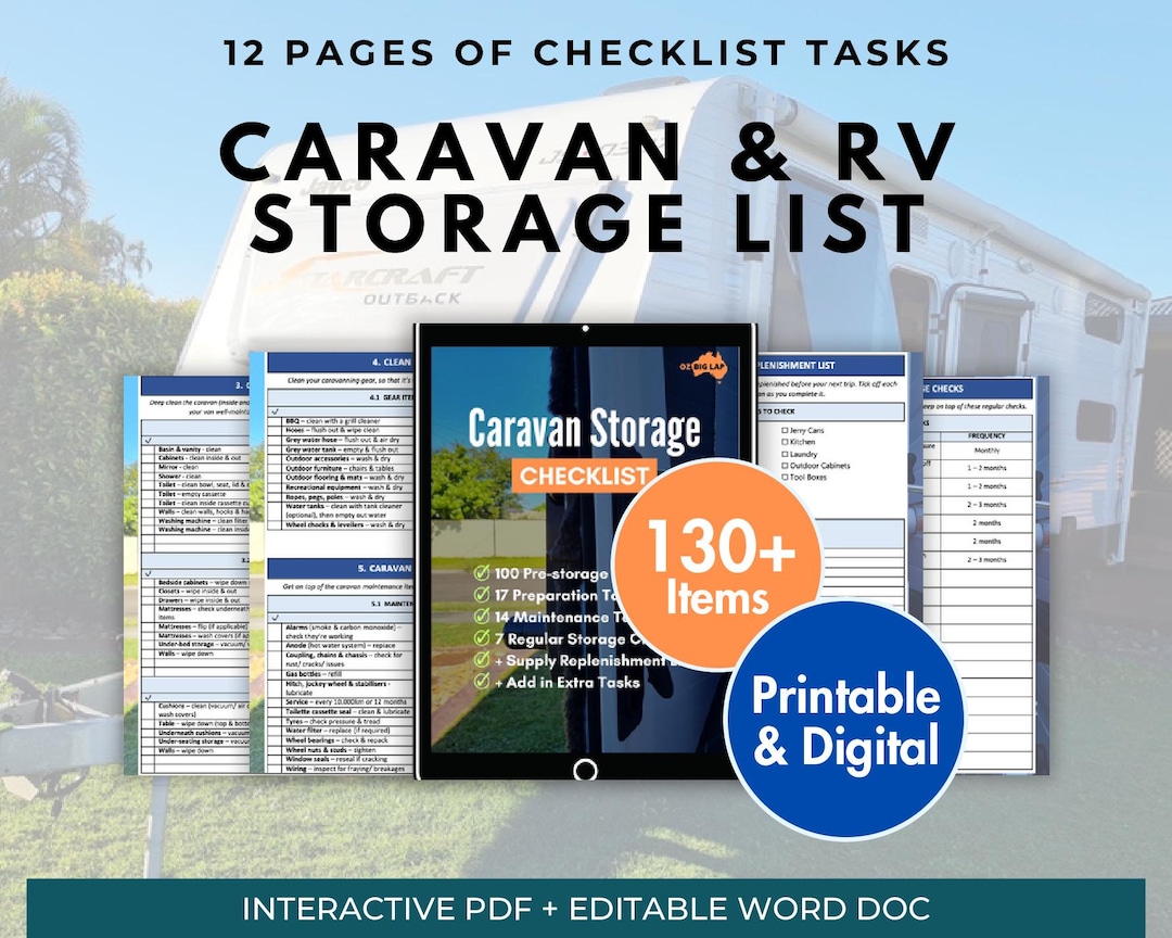 Caravan Storage Checklist Printable, RV Maintenance Tracker, Digital ...