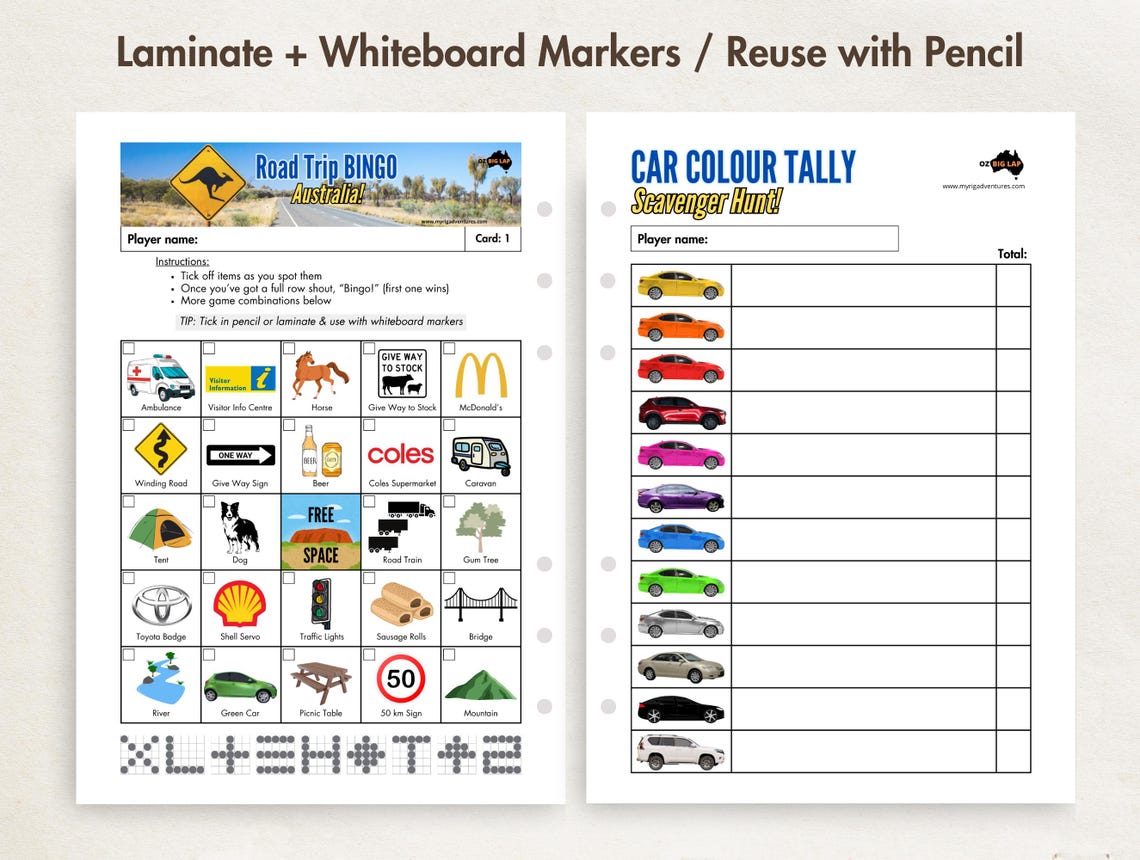 Australian Road Trip Games BUNDLE, Printable Road Trip Bingo, Digital ...