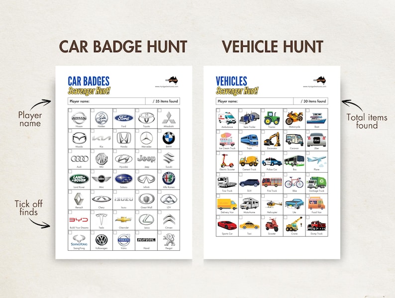 Australia Road Trip Scavenger Hunt Printable, Digital Kids Car Games ...