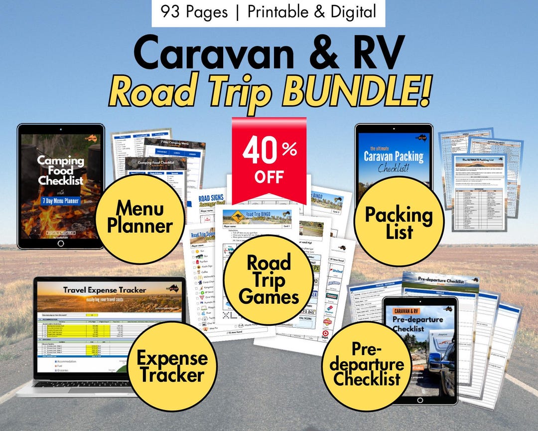 Road Trip BUNDLE | Caravan Packing List Printable + Digital Road Trip ...