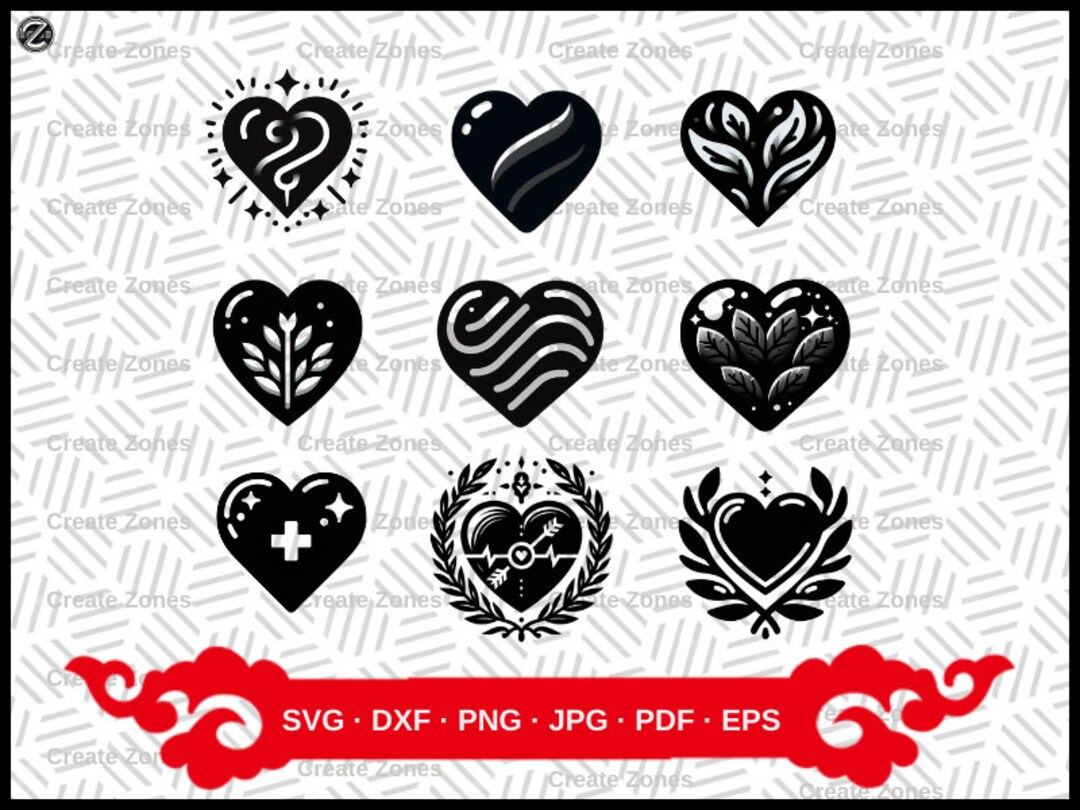 Heart SVG, Heart İcon SVG, Heart Cut Print Svg, Dxf, Png, Jpg, Pdf, Eps ...