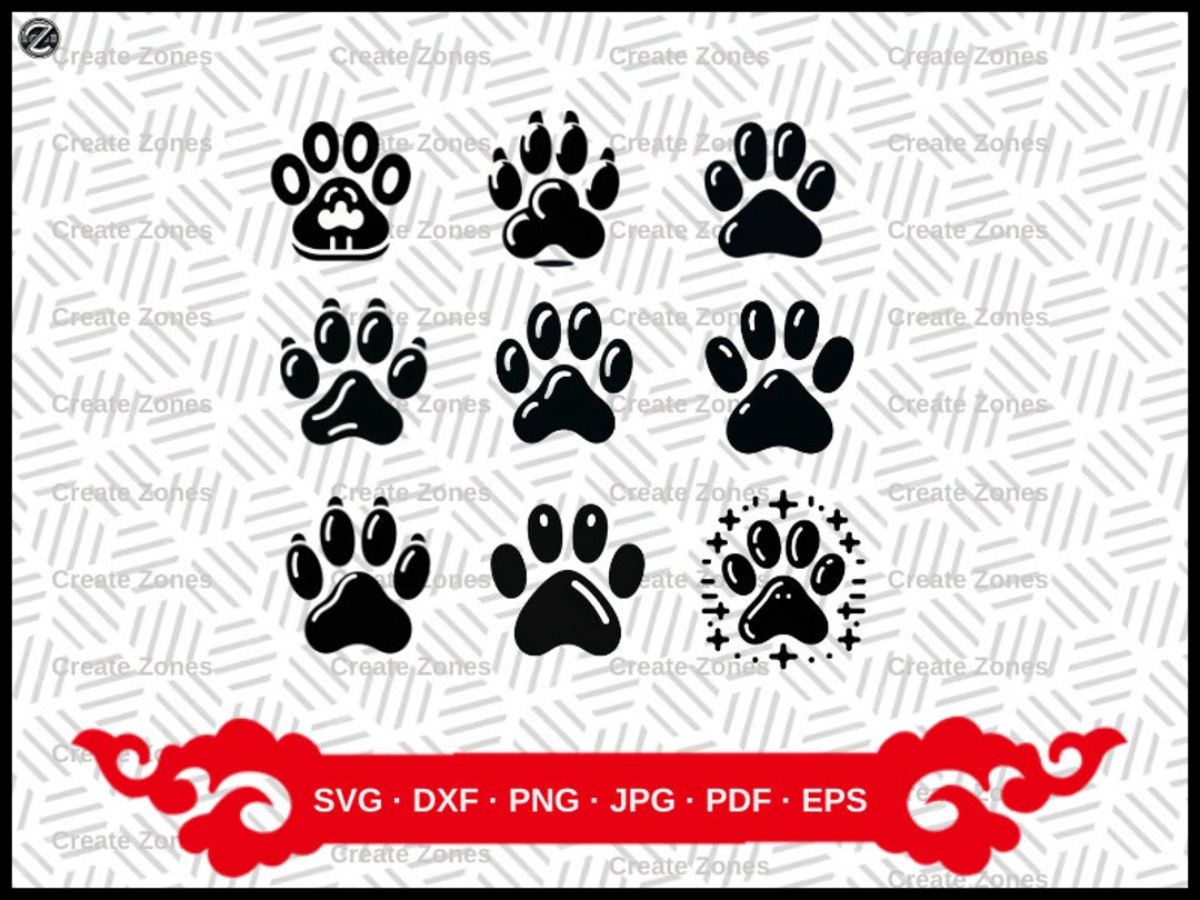 Dog Paw SVG, Puppy İcons SVG, Dog Foot Print Svg, Dxf, Png, Jpg, Pdf ...