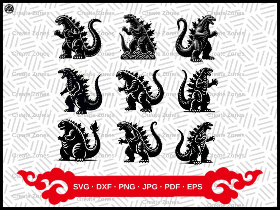 Godzilla SVG, Godzilla SVG, Godzilla Print Svg, Dxf, Png, Jpg, Pdf, Eps ...