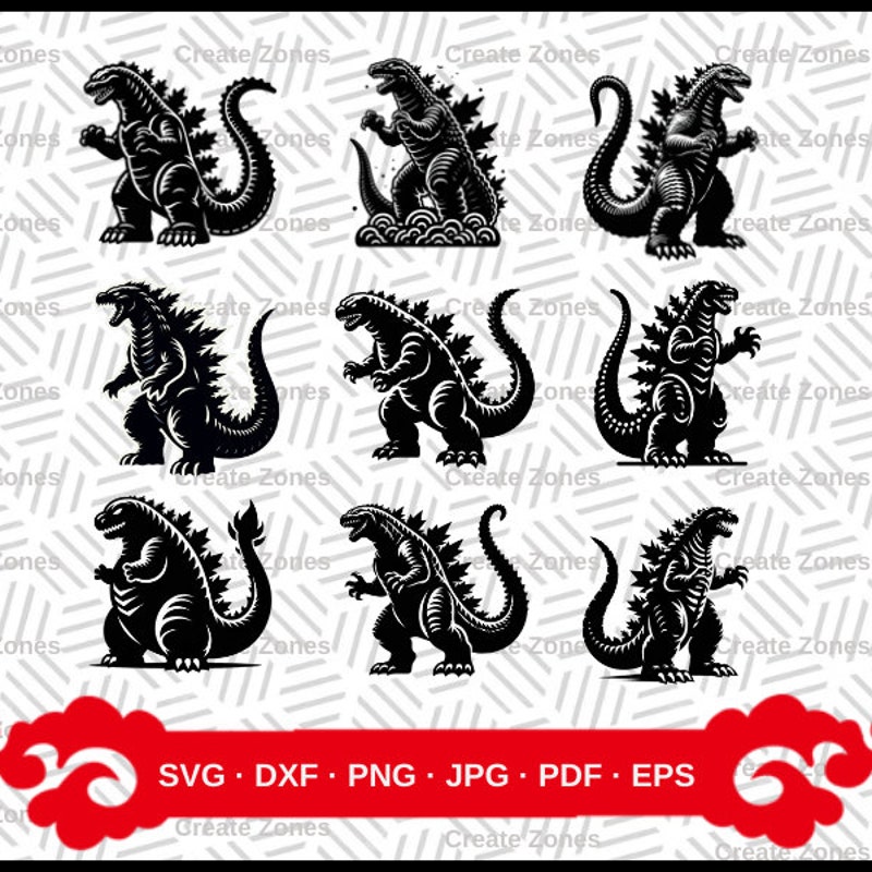 Godzilla Svg - Etsy