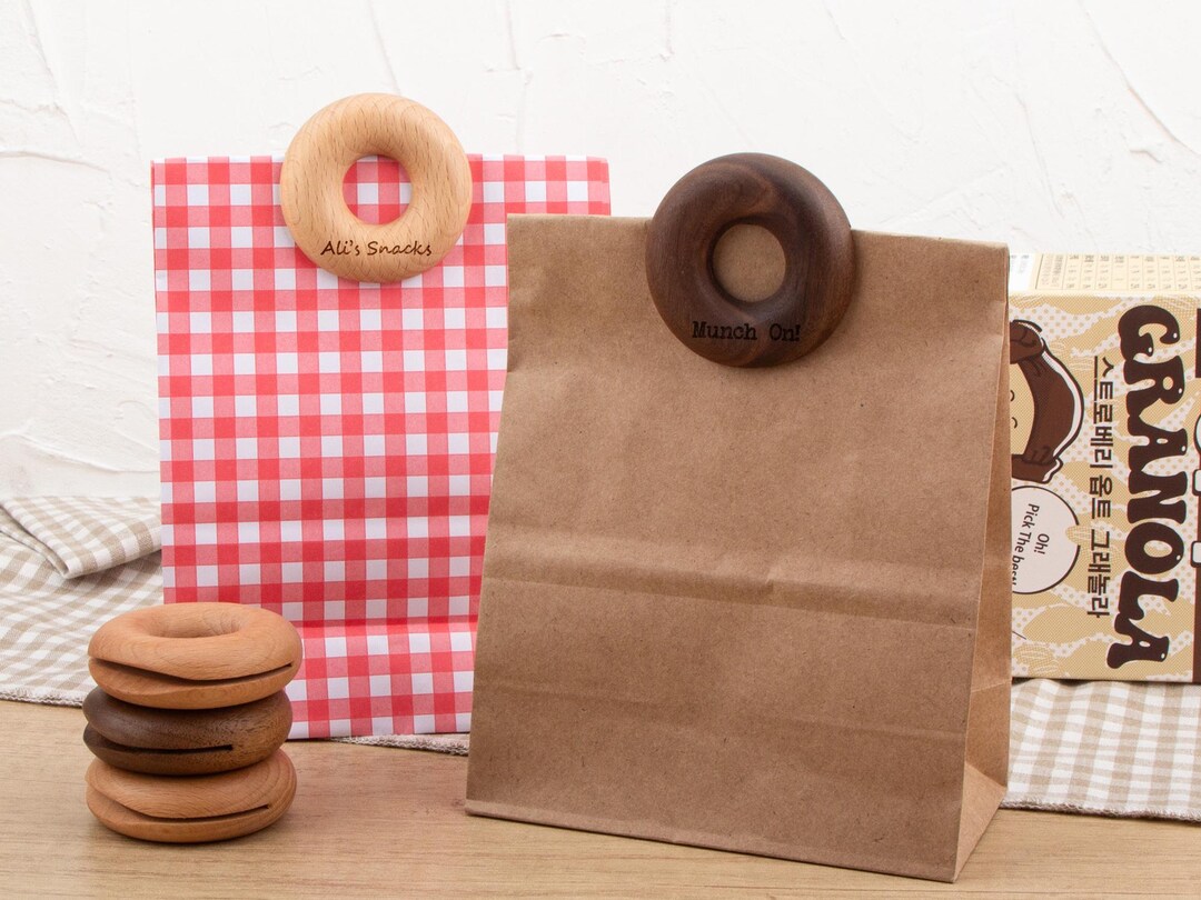 Custom Wood Bag Clips, Donut Bag Clip, Personalized Chip Clip, Bag ...