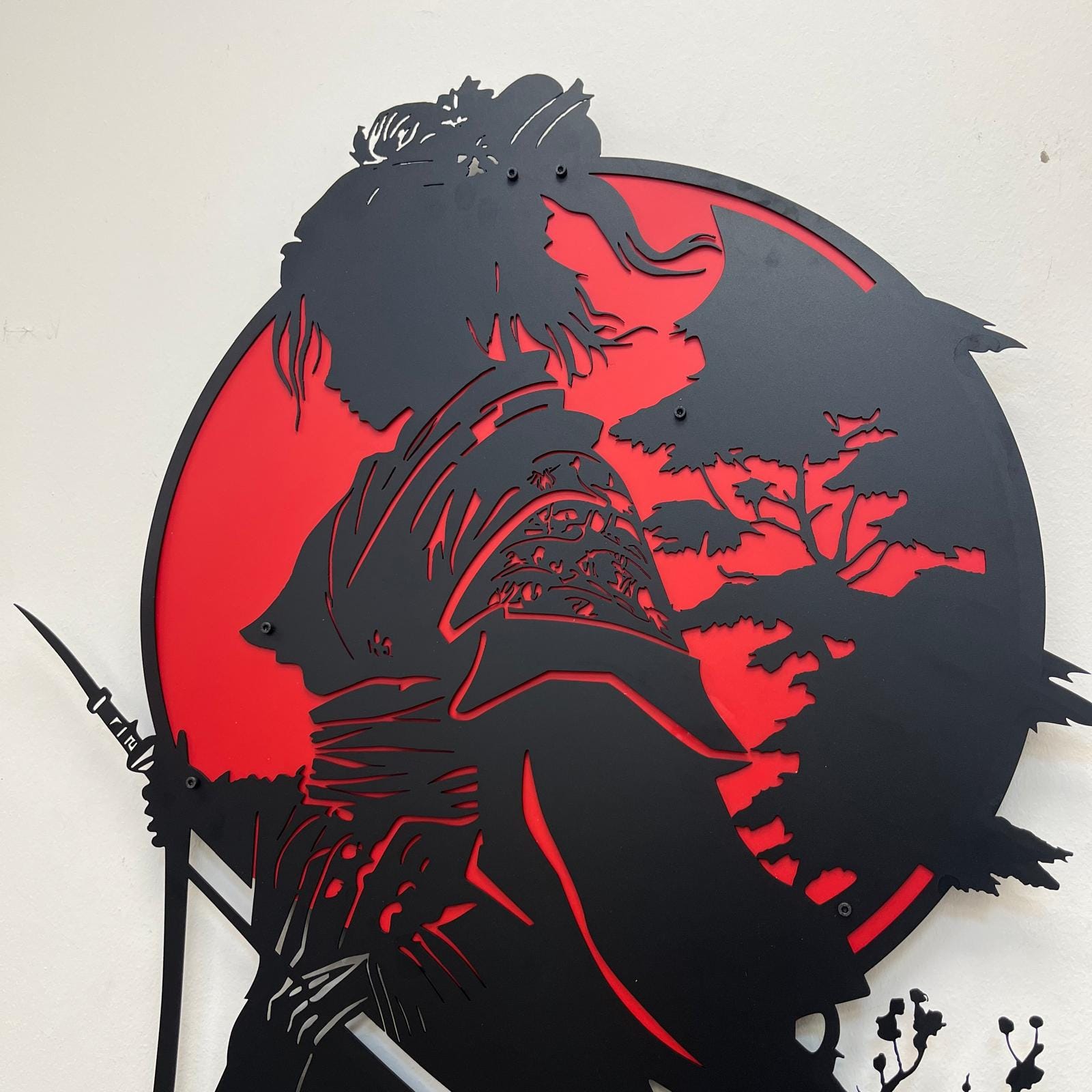 Woman Samurai Metal Wall Art, Woman Samurai With Katana, Woman Warrior ...