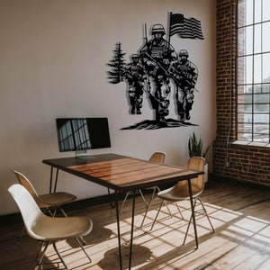 Military Design With Soldiers Metal Wall Art, USA Army Sign, Veteran ...