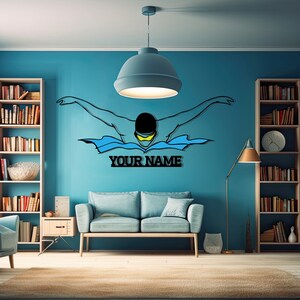 Colorful Metal Swimming Sign, Custom Swim Team Name Sign, Swimming ...