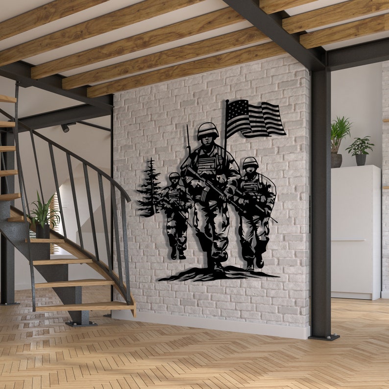 Military Design With Soldiers Metal Wall Art, USA Army Sign, Veteran ...