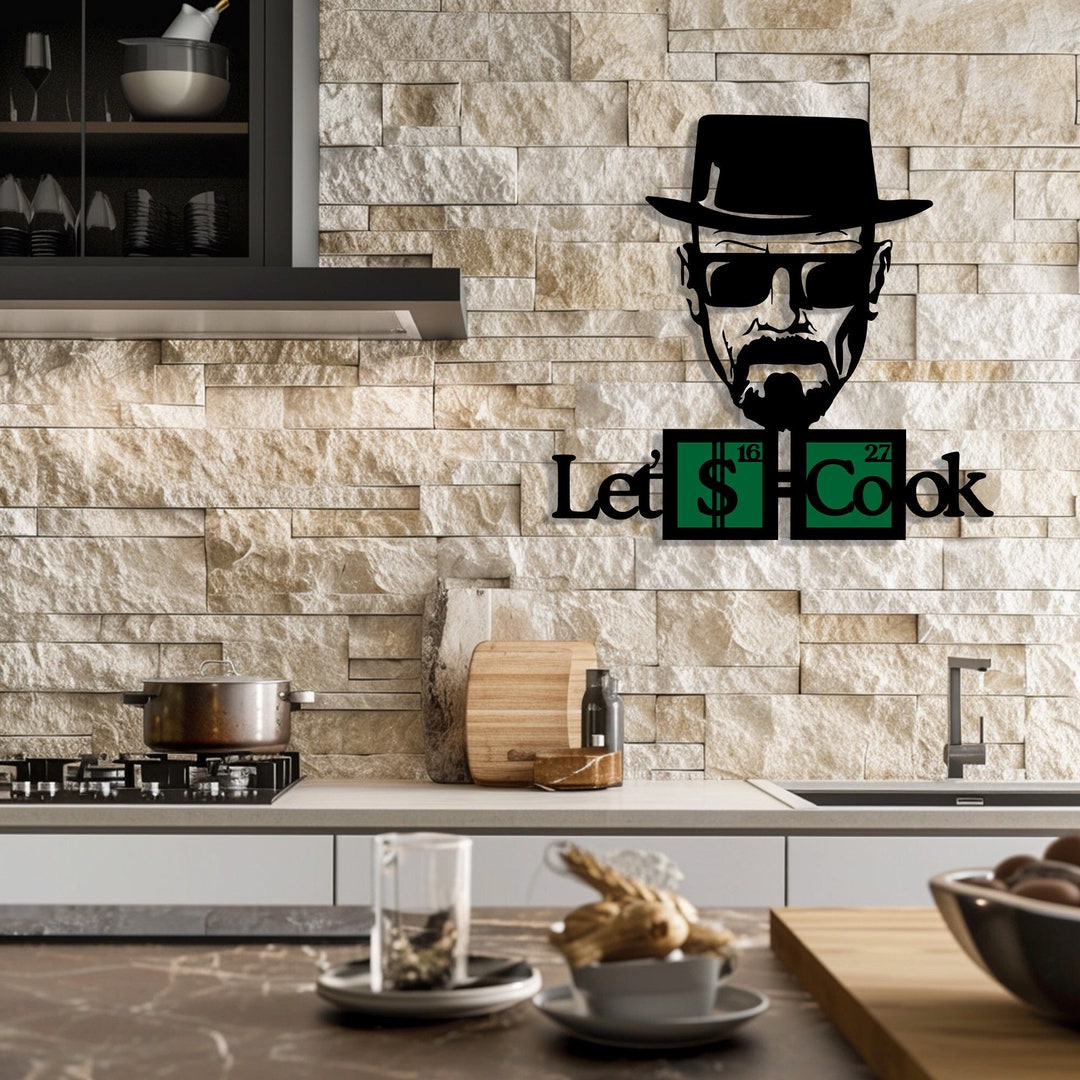 Let's Cook Metal Wall Art, BBQ Funny Cute Metal Sign, Metal and Leather ...