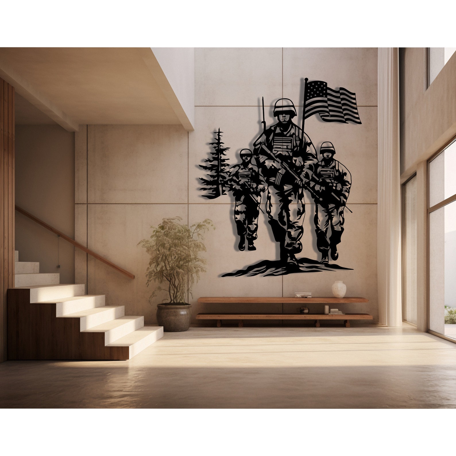Military Design With Soldiers Metal Wall Art, USA Army Sign, Veteran ...