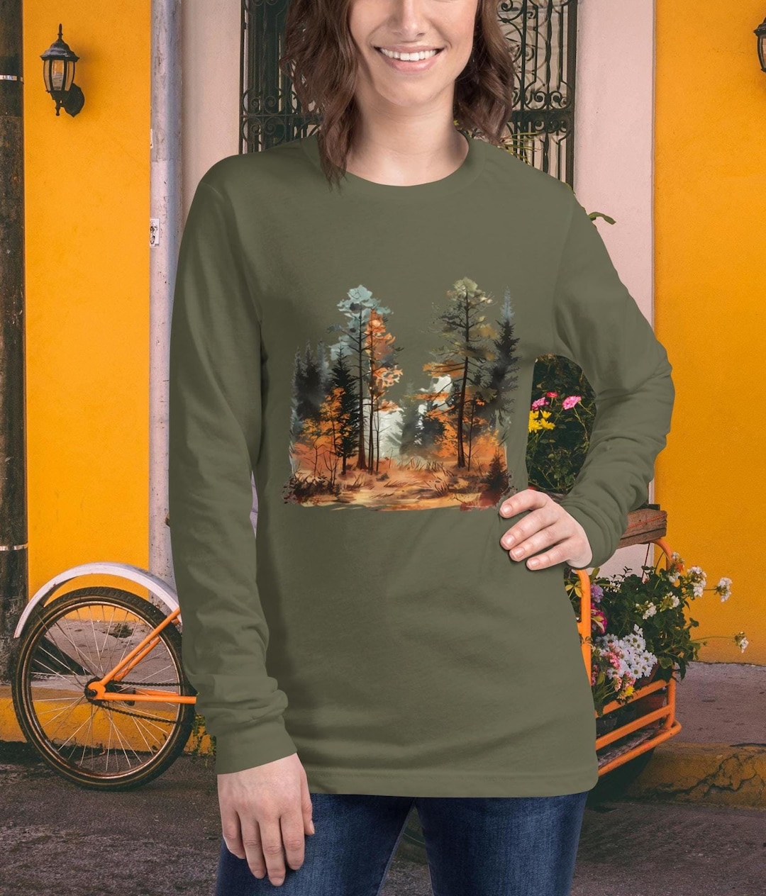 Forest Graphic Long Sleeve Tee - Nature Adventure Shirt - Etsy