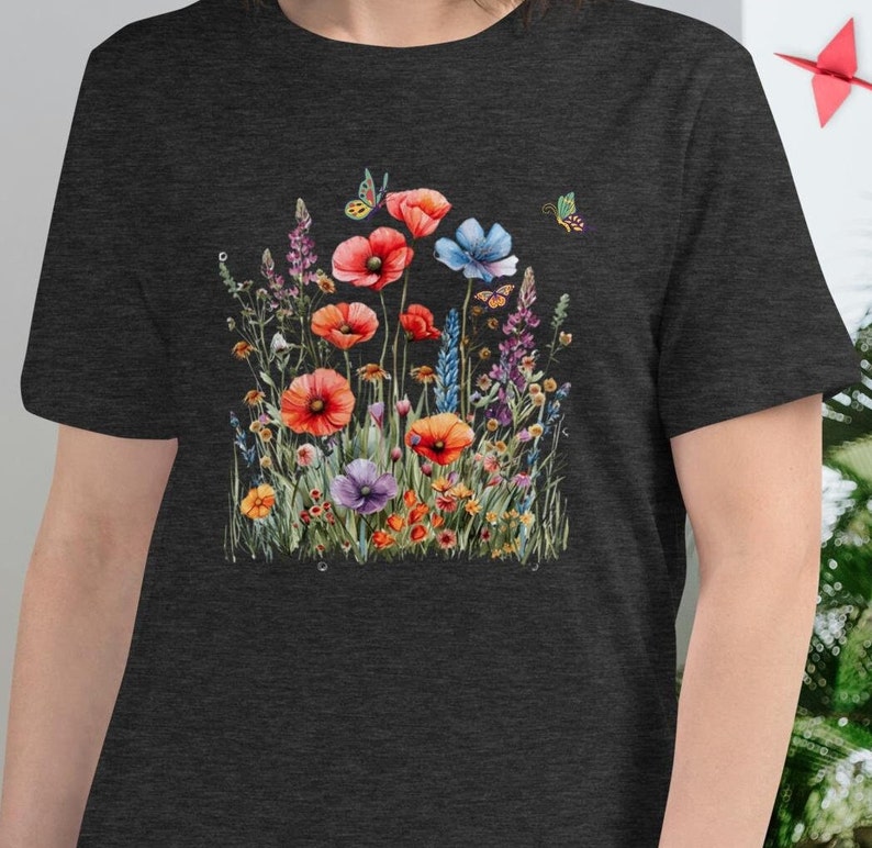 Poppies T-shirt - August Birth Flower Shirt - Red Blue Poppy Shirt ...
